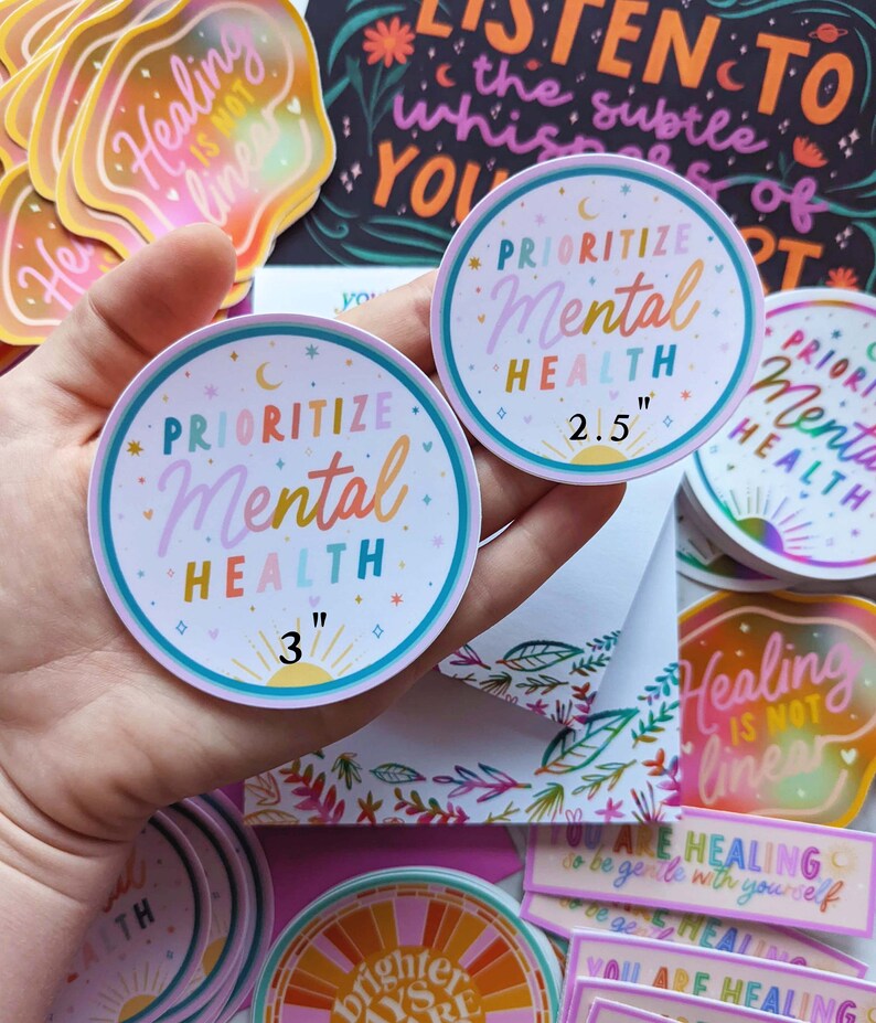 NEW Prioritize Mental Health Sticker Mirror Laptop Sticker - Etsy