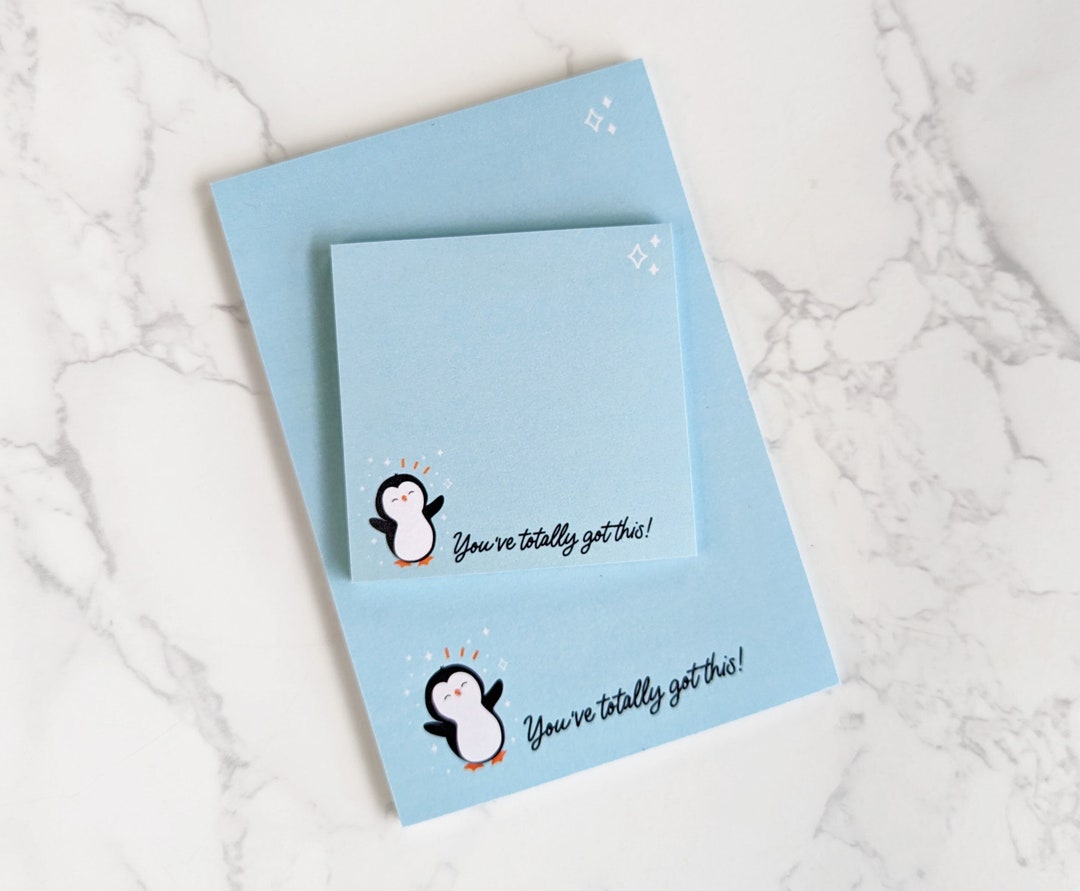 NEW! Encouraging Little Penguin Sticky Notes Notepad • "you've Totally ...