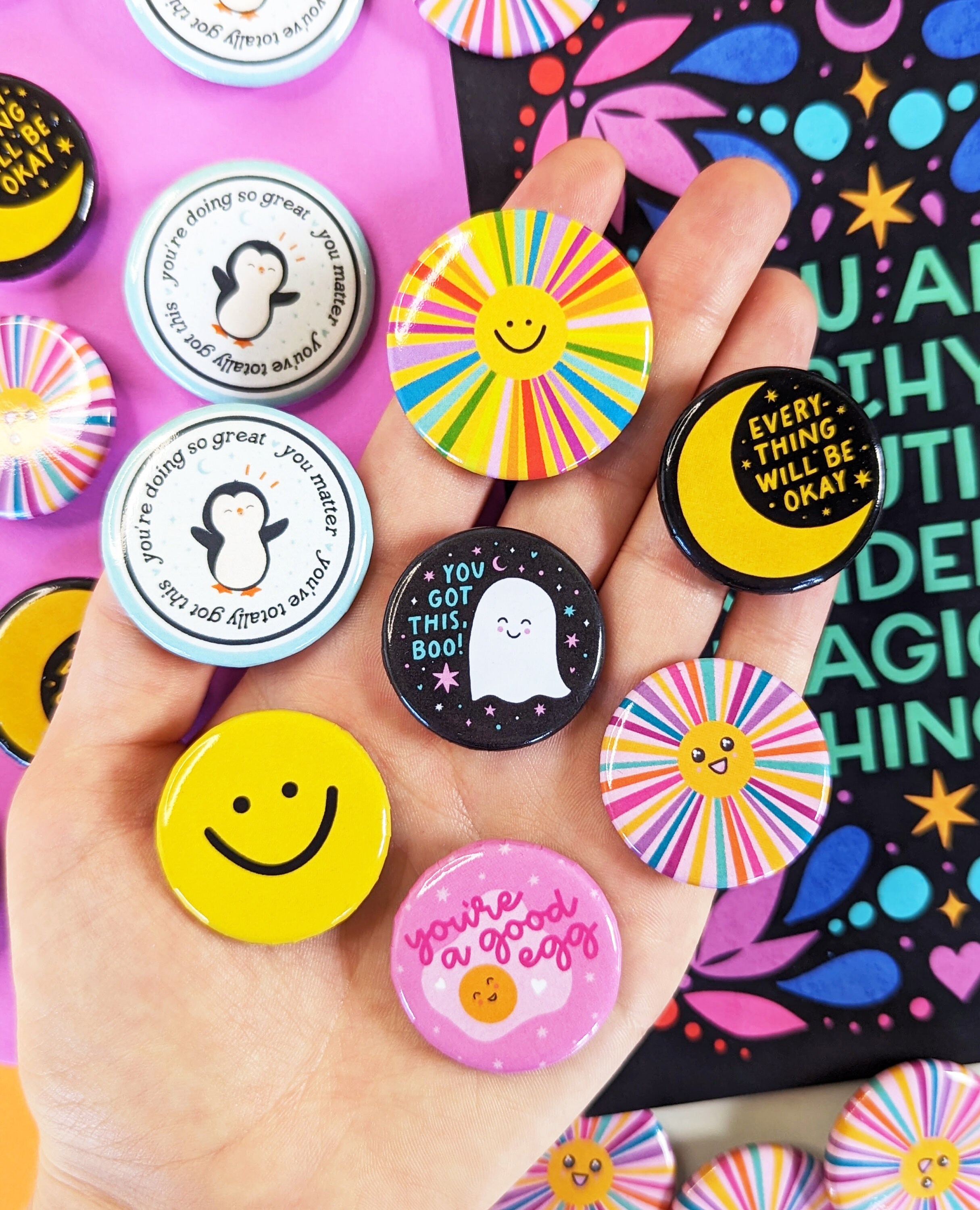 NEW Happy Little Sun Button Pins 1.5 Happy Positive - Etsy