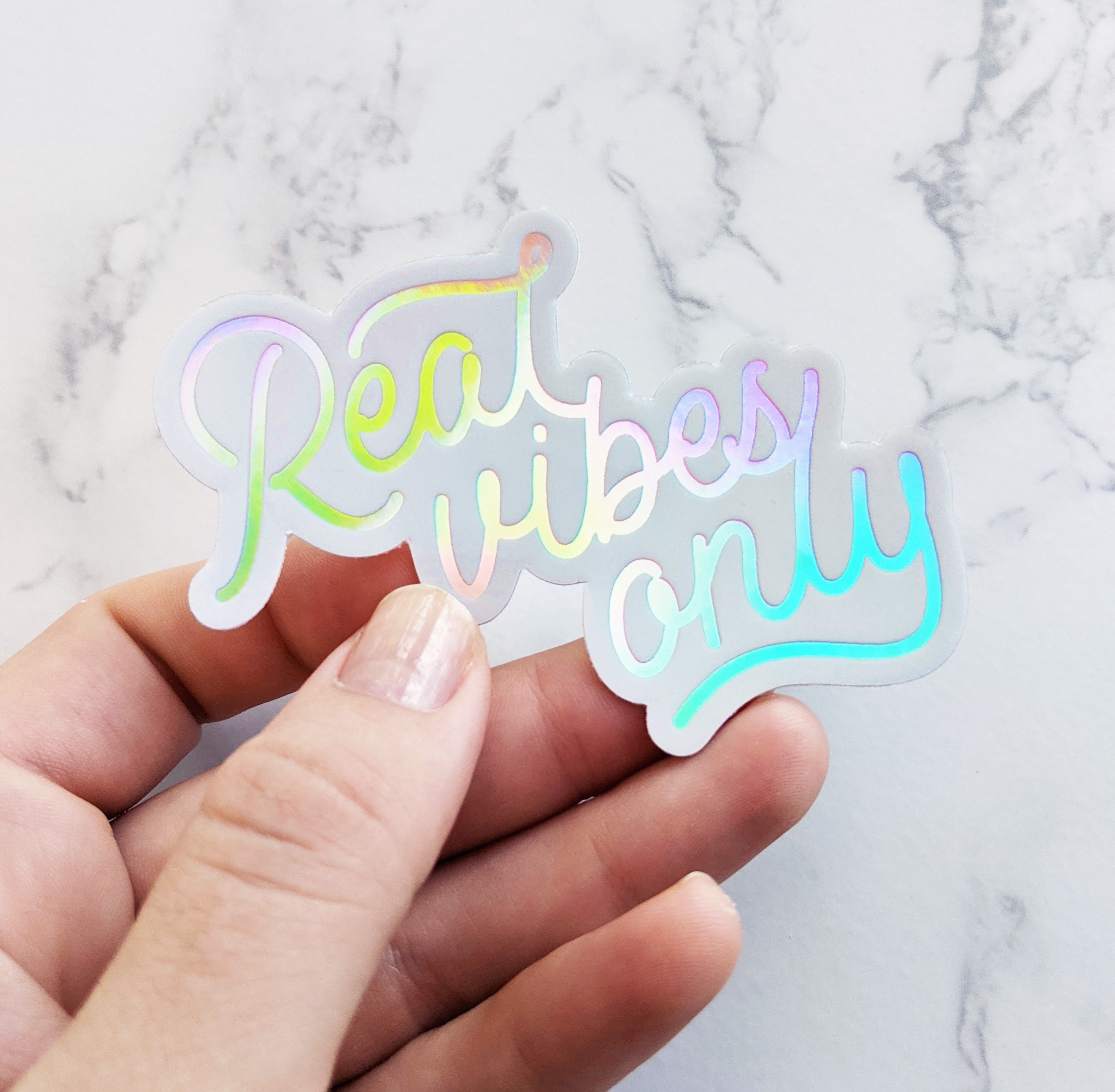 Real Vibes Only Holographic Vinyl Sticker Good Vibes Sticker | Etsy