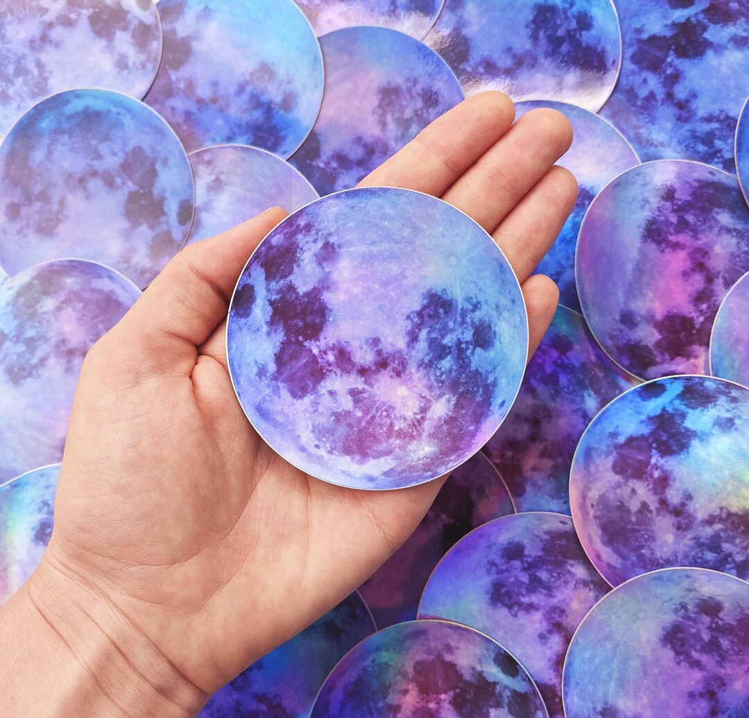 LAST CHANCE SALE! Holographic Full Moon Sticker: Watercolor Vinyl Decal ...