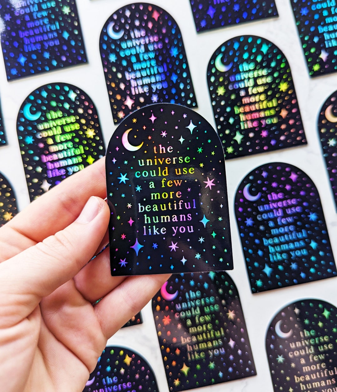 Holographic Moon & Stars Sticker: Celestial Vinyl Decal (3" X 2.1") - Etsy