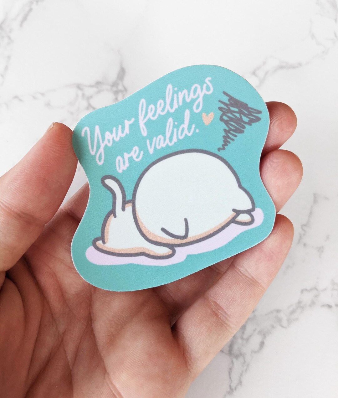 NEW! "your Feelings Are Valid" Cute Cat Sticker Mental Health Pastel ...