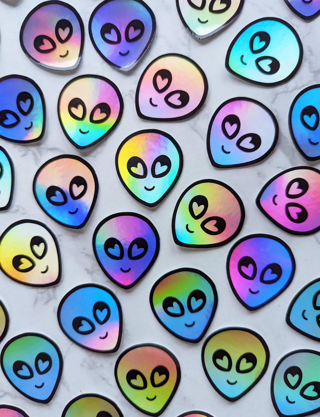 Mini Alien Sticker Pack Mini Holographic Alien Stickers Cute Alien ...