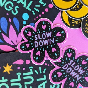 NEW! "slow Down" Colorful Cute Mental Health Aesthetic Sticker Water ...