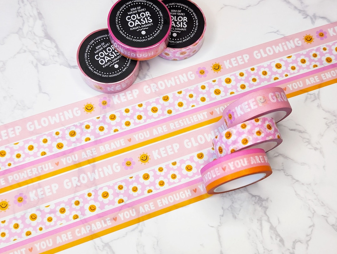 Cute Pink Aesthetic Self-love Mental Health Affirmations Washi Tape ...