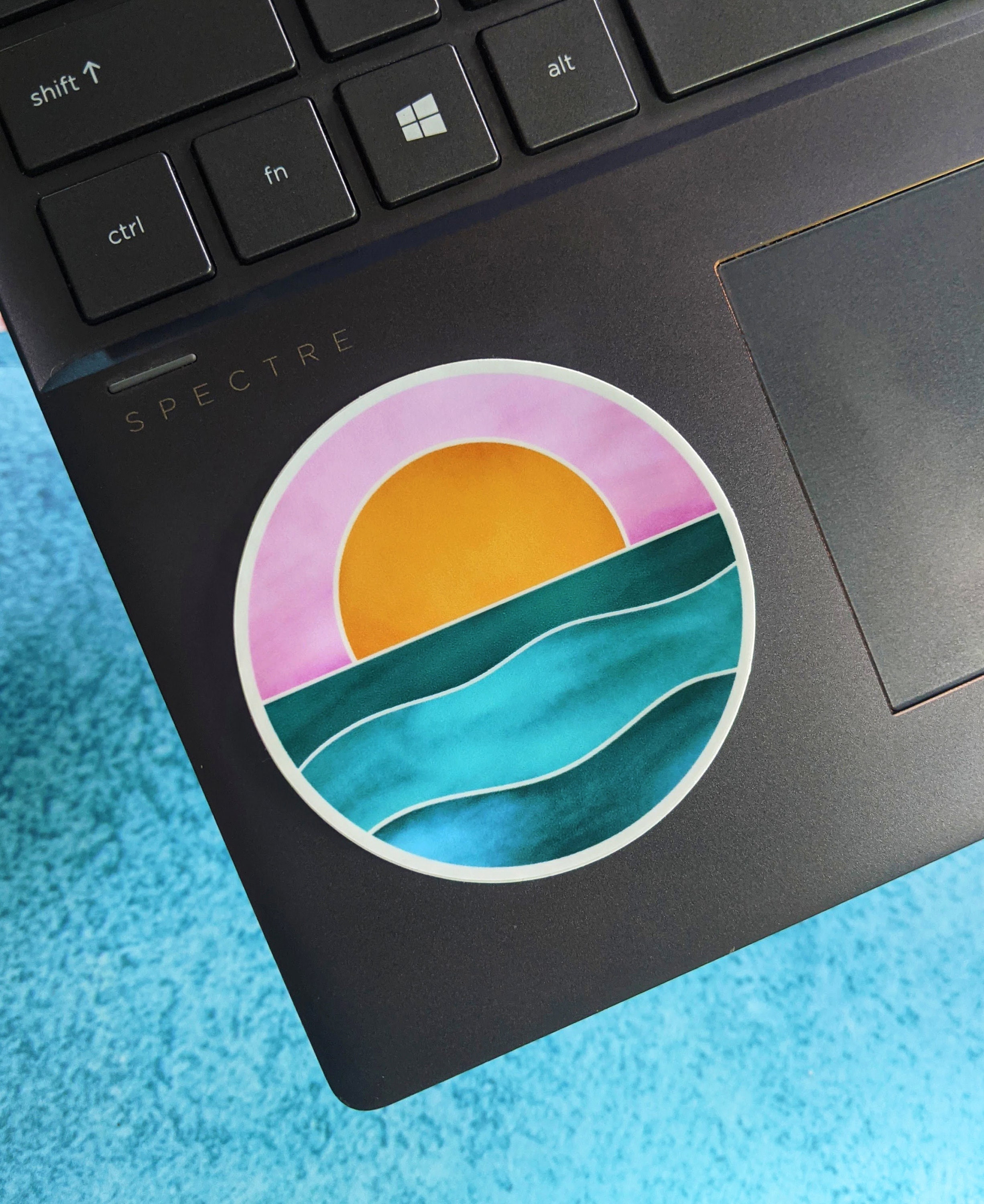 Teal Aesthetic Ocean Sunset Sticker Sun & Waves Sticker for - Etsy