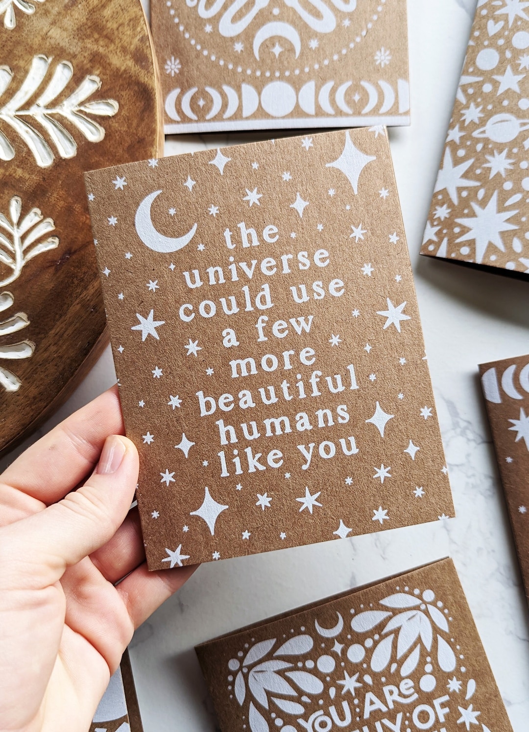 Moon & Stars Eco-friendly Recycled Paper Cards for Friends + Loved Ones ...