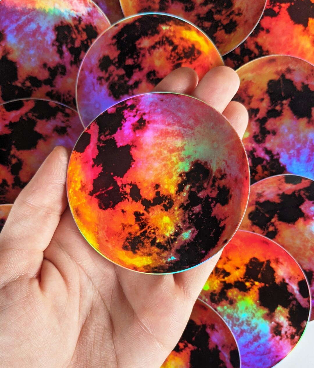 BLOOD MOON Holographic Moon Sticker Holo Full Moon Sticker Vinyl Moon ...