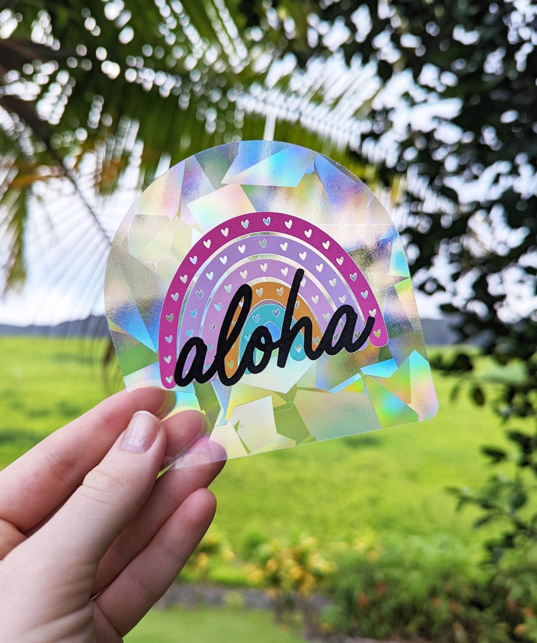 Aloha Rainbow Suncatcher Sticker: Window Arch Decal (4" X 4") - Etsy
