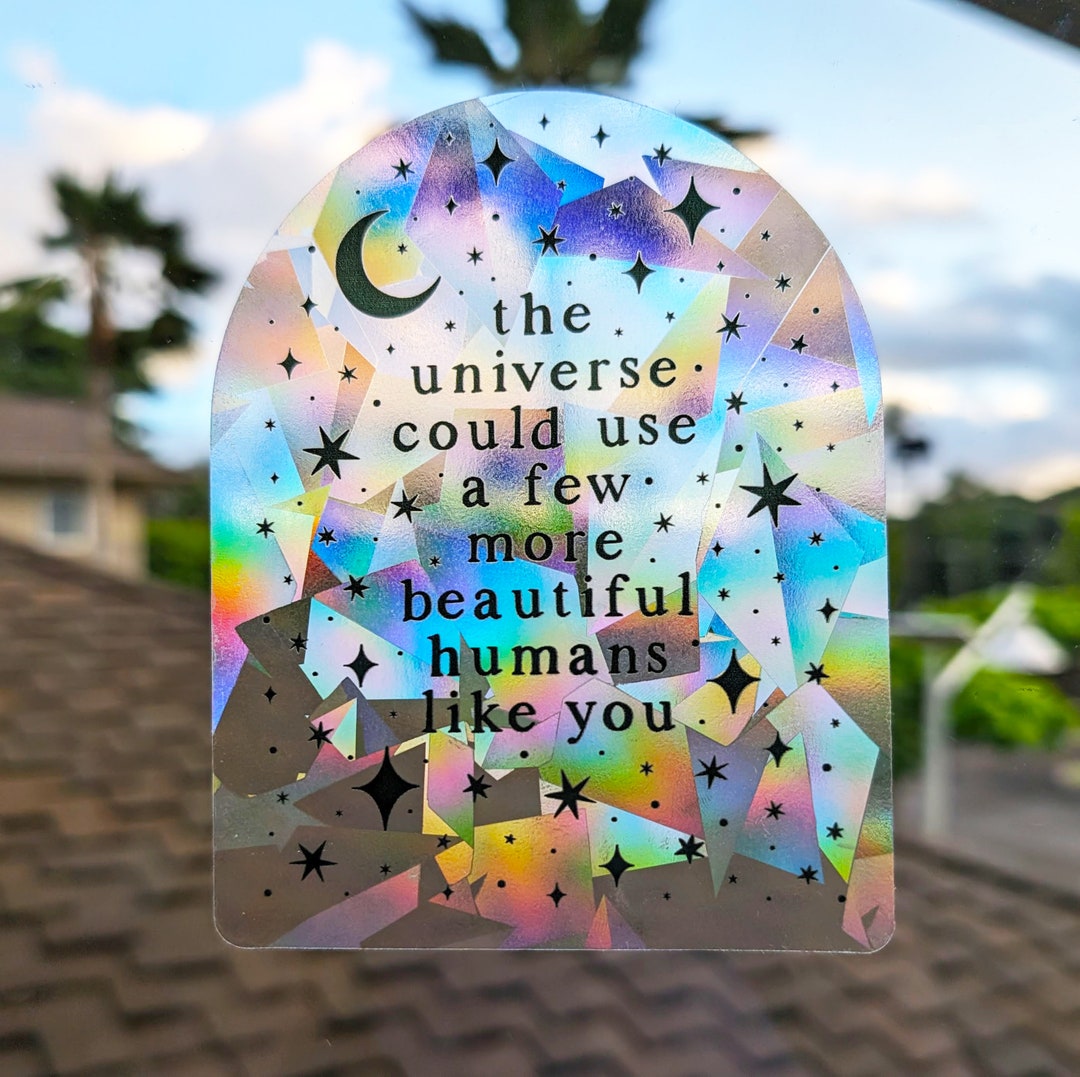 Celestial Stars & Moon Rainbow Suncatcher Sticker ...beautiful Humans ...