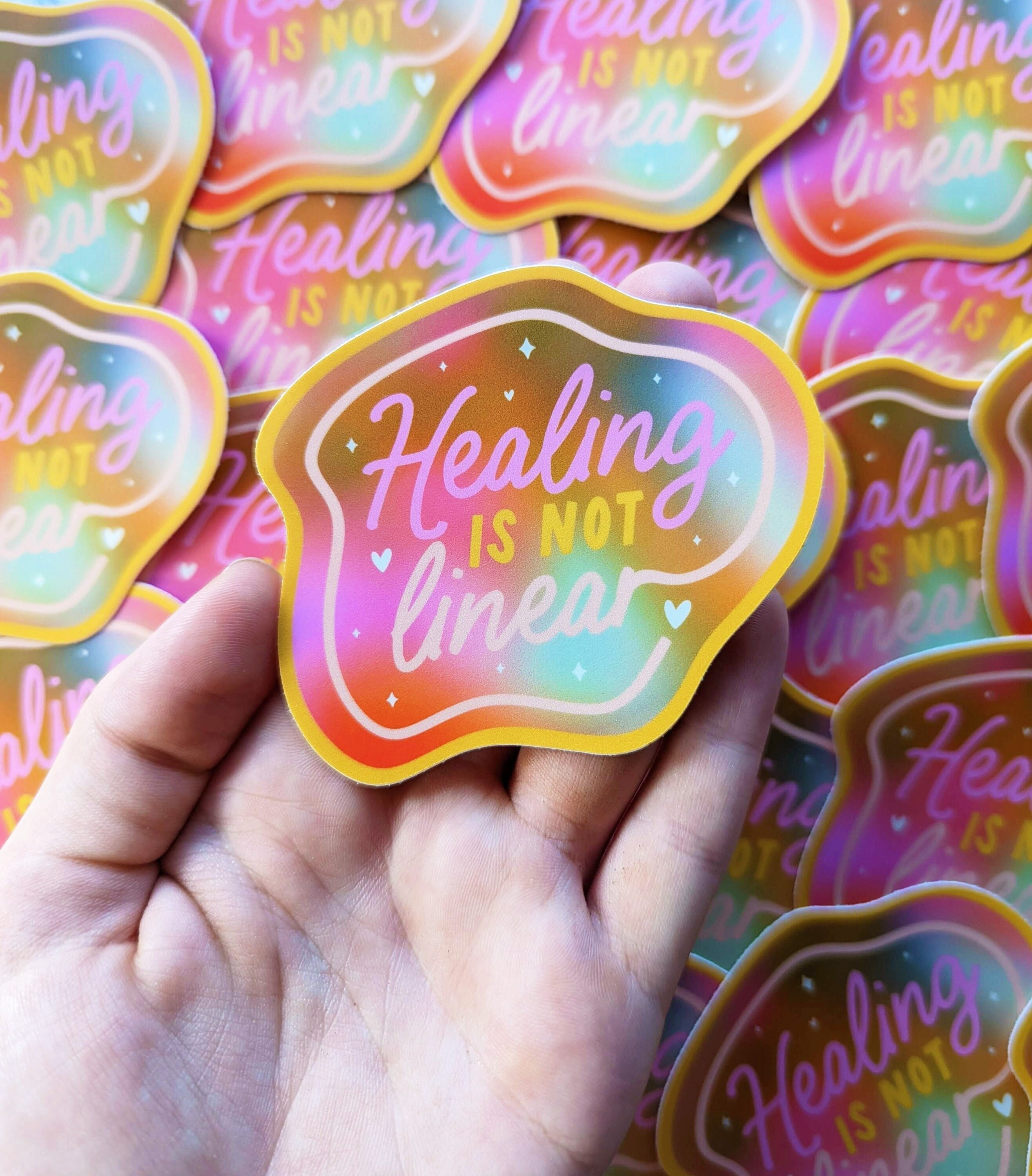 Healing is Not Linear Colorful Rainbow Healing Sticker Mental - Etsy