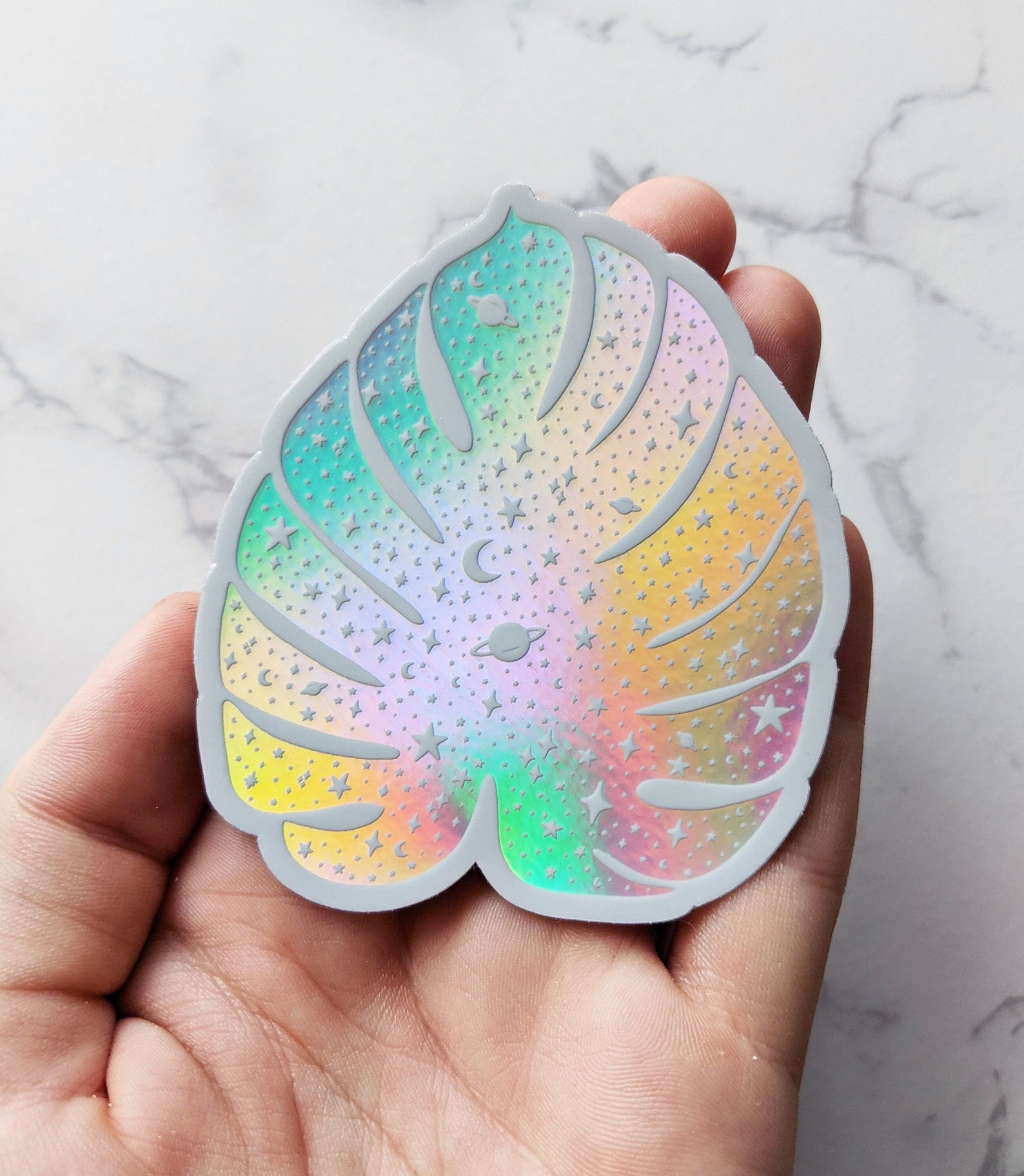Celestial Monstera Sticker for Water Bottle Holographic - Etsy