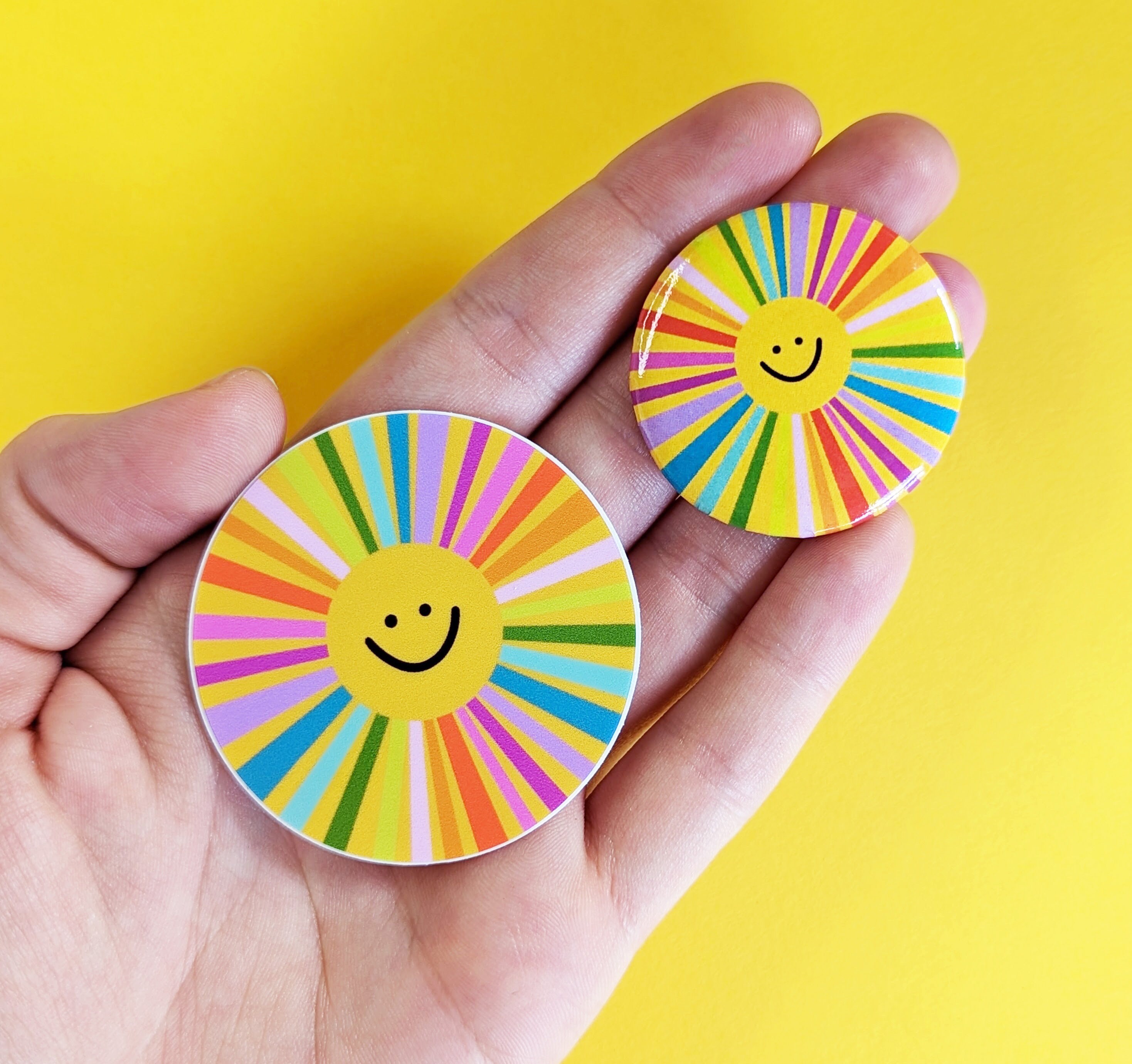 NEW Happy Little Sun Button Pins 1.5 Happy Positive - Etsy