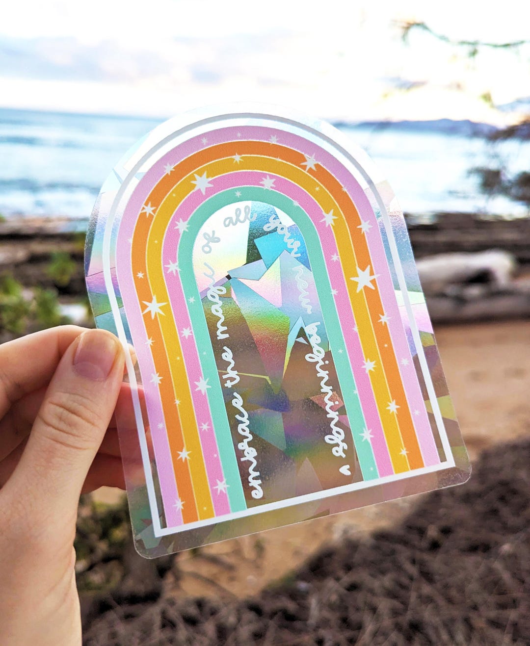 Magic of New Beginnings Cute Pastel Aesthetic Rainbow Suncatcher ...