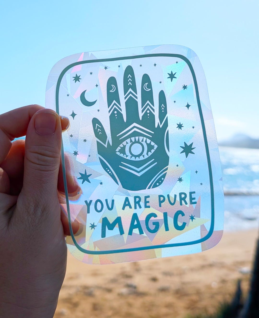 RESTOCKED! Rainbow Suncatcher Sticker Hamsa Hand & Eye Magic Celestial ...
