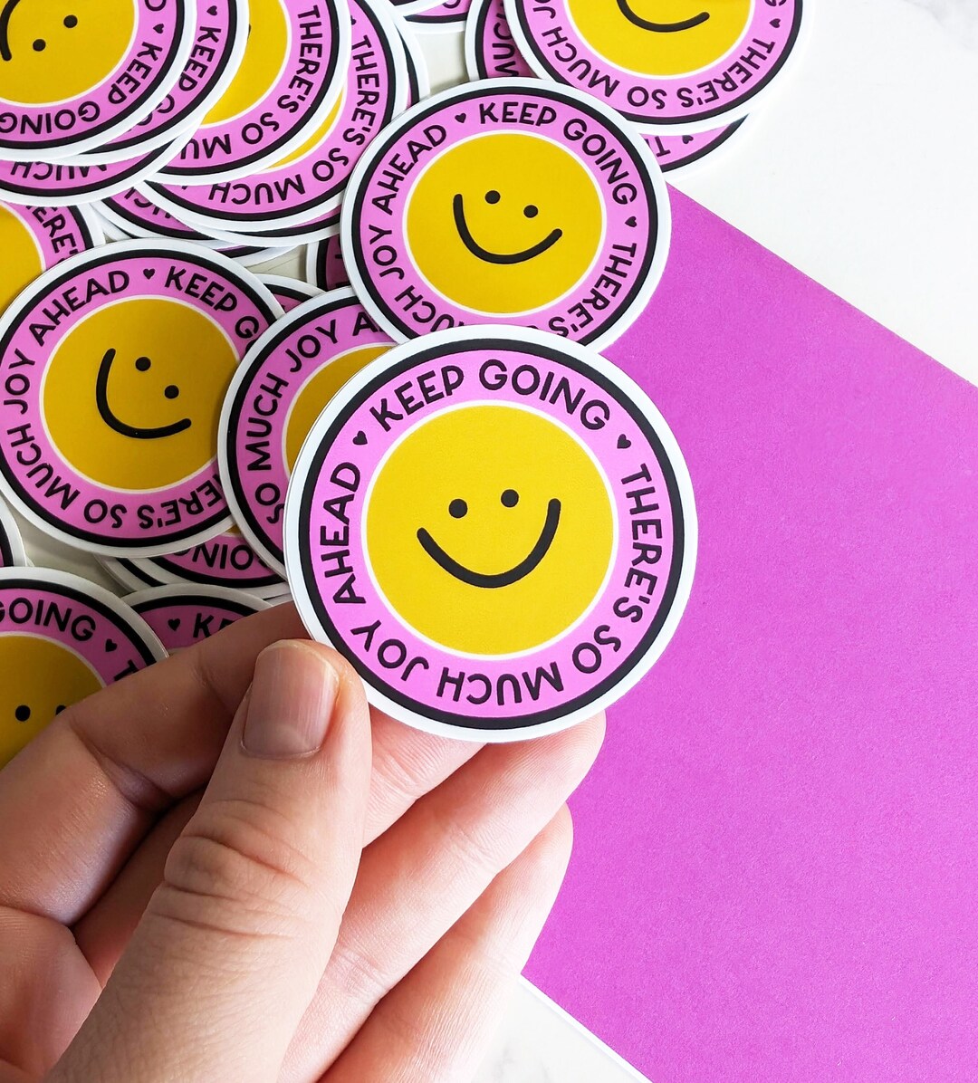 NEW! "so Much Joy Ahead" Cute Smiling Face 2" Sticker, Encouraging ...