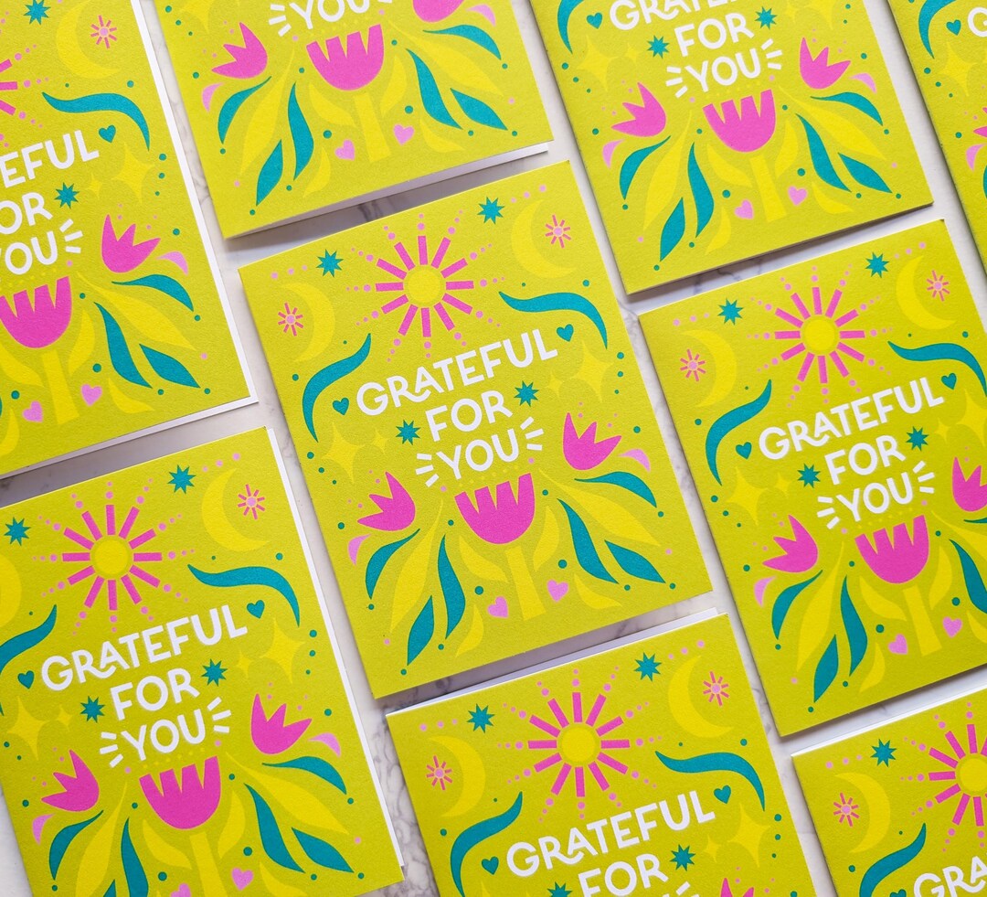 Eco-friendly Cards "grateful for You" Colorful Gradient Scandi Art ...