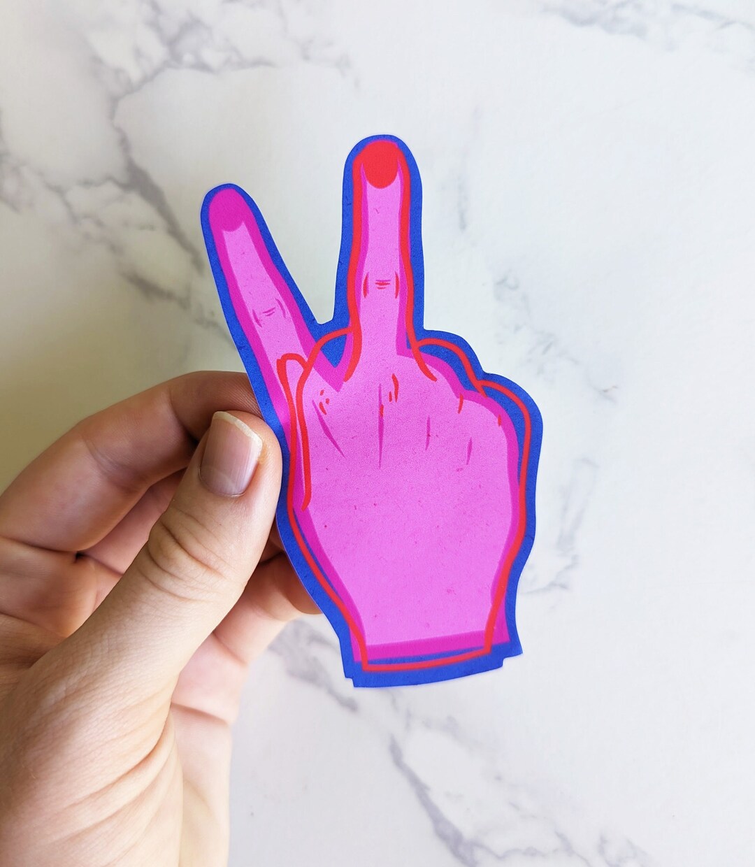 Peace Sign Middle Finger Sticker Vinyl Sticker for Water Bottle, Laptop ...