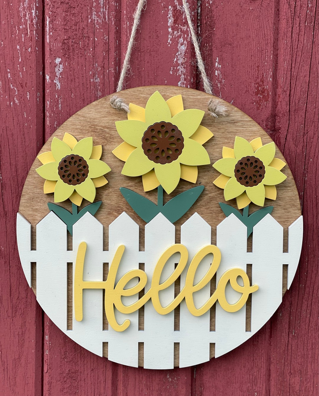 Sunflower Hello Wood Sign - Etsy