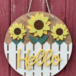 Sunflower Hello Wood Sign - Etsy