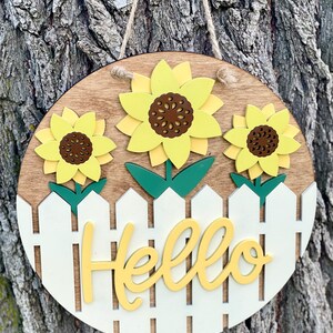 Sunflower Hello Wood Sign - Etsy