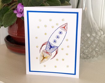 Rocket Ship Birthday Card - Etsy