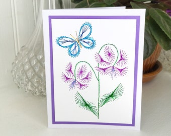 Unique Hand Embroidered Card Love Congratulations - Etsy