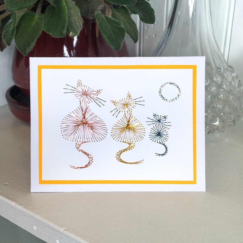 Embroidered Card - Etsy