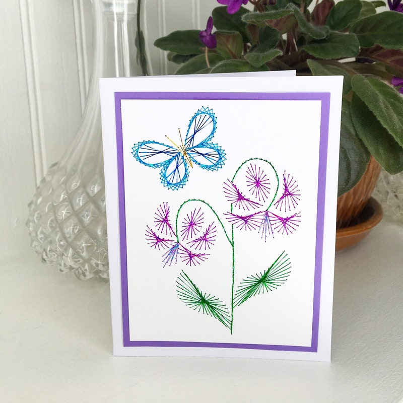 Embroidered Card - Etsy
