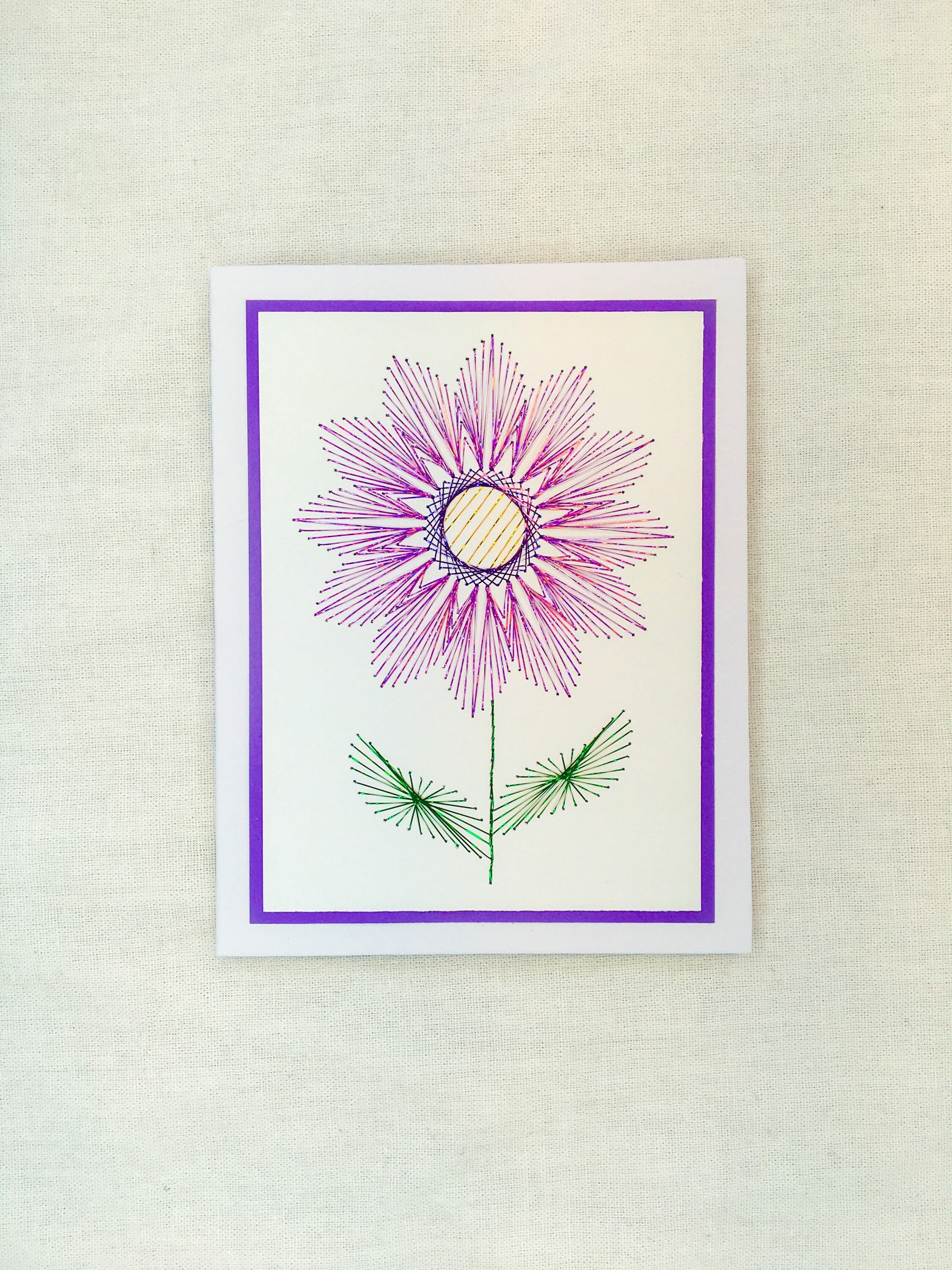 Pink Flower Handmade Embroidery Greeting Card, Hand Stitch Card ...