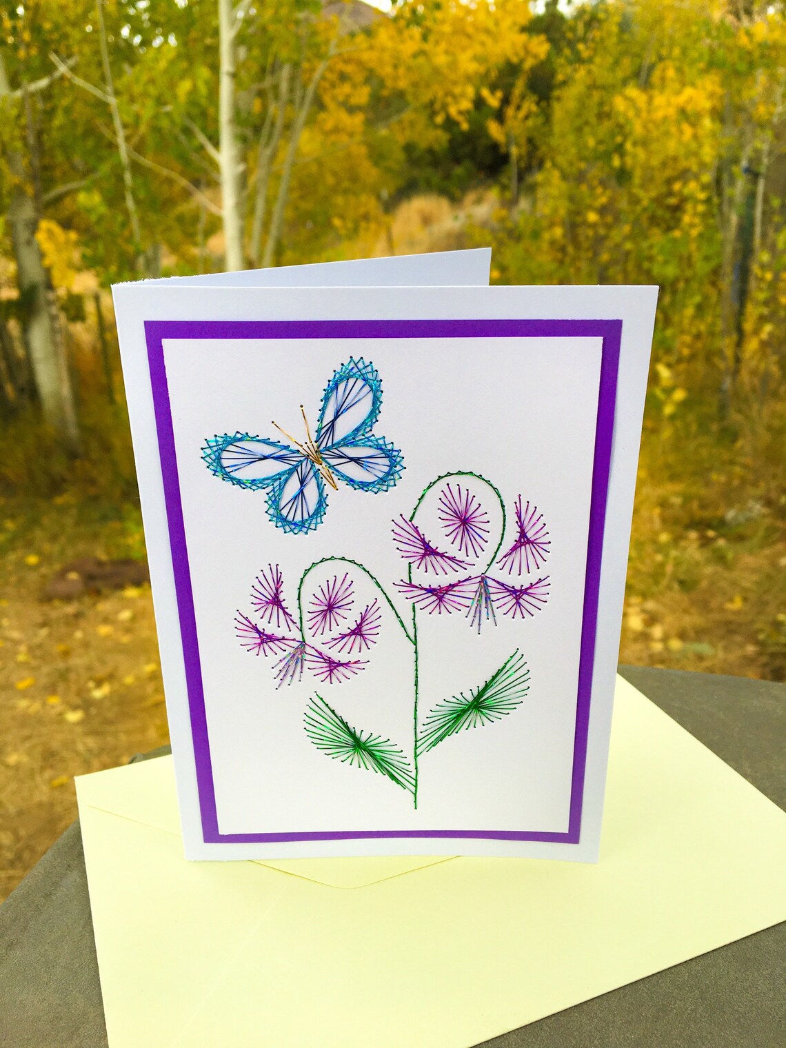 Lily Handmade Embroidery Greeting Card, Hand Stitch Card, Embroidered ...