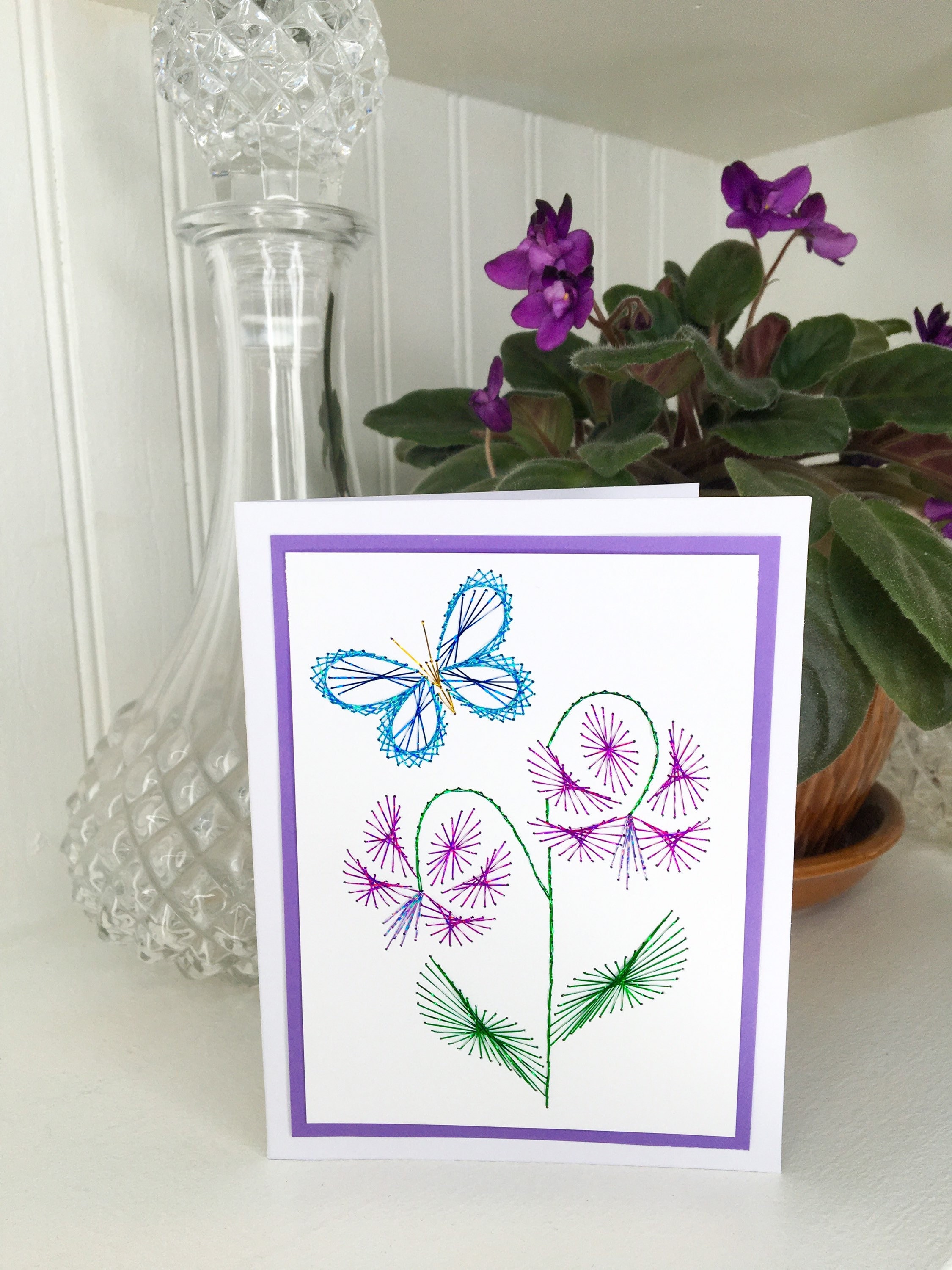 Lily Handmade Embroidery Greeting Card, Hand Stitch Card, Embroidered ...