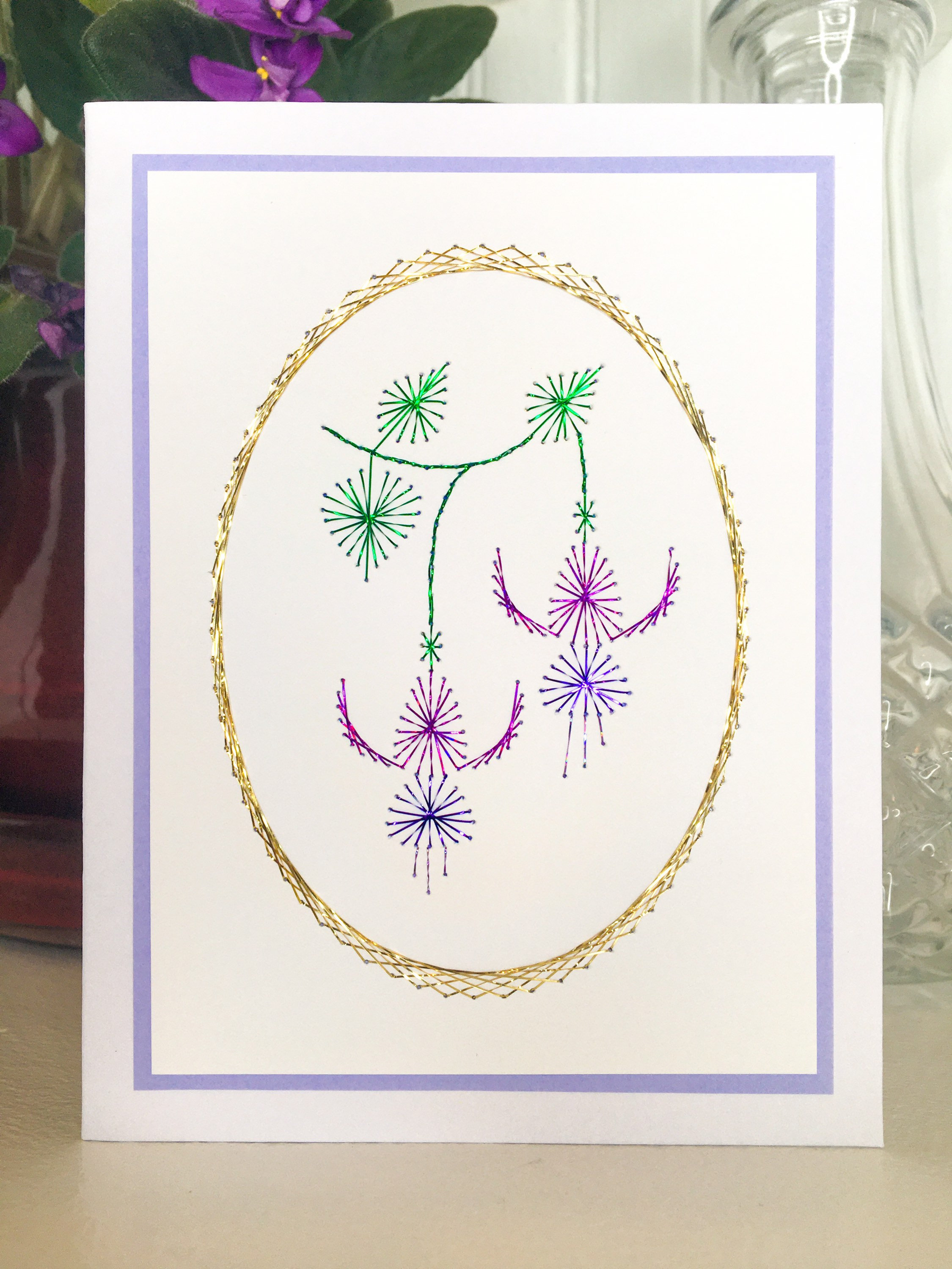 Fuchsias Handmade Embroidery Greeting Card, Hand Stitch Card ...