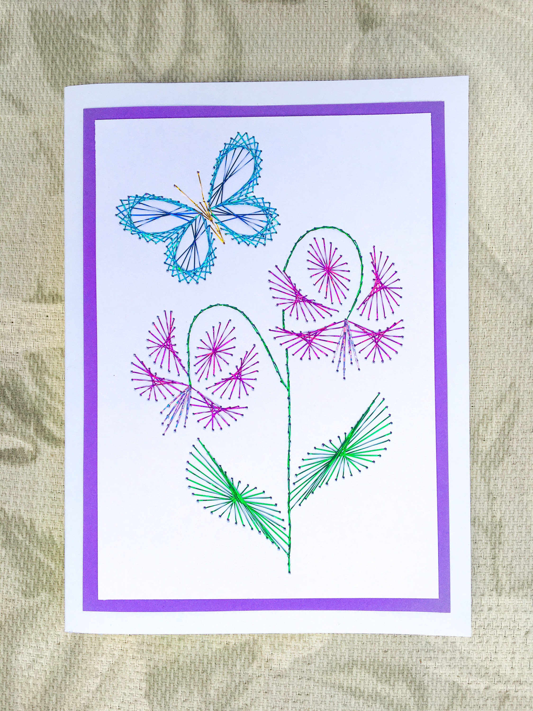 Lily Handmade Embroidery Greeting Card, Hand Stitch Card, Embroidered ...