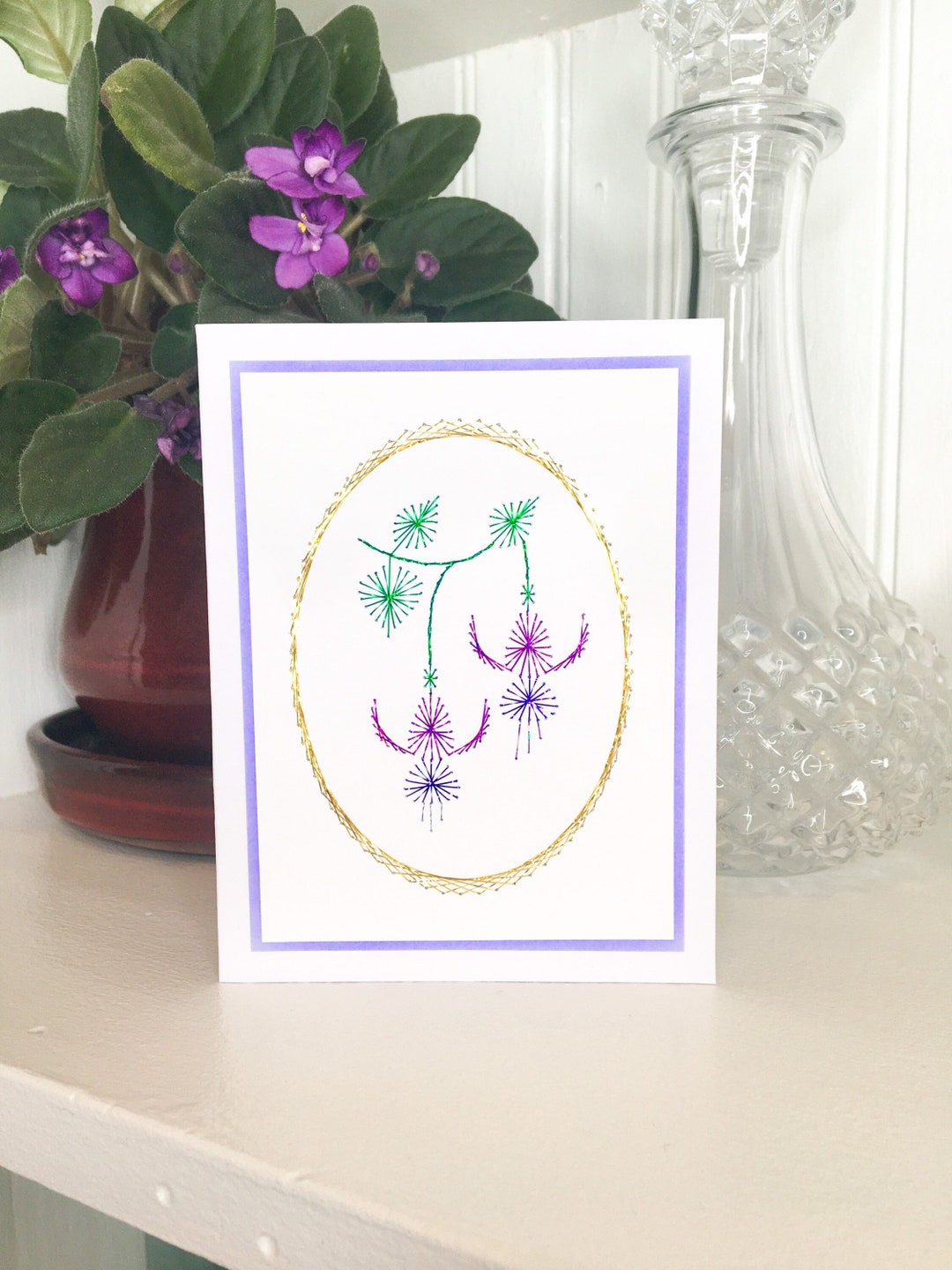 Fuchsias Handmade Embroidery Greeting Card, Hand Stitch Card ...