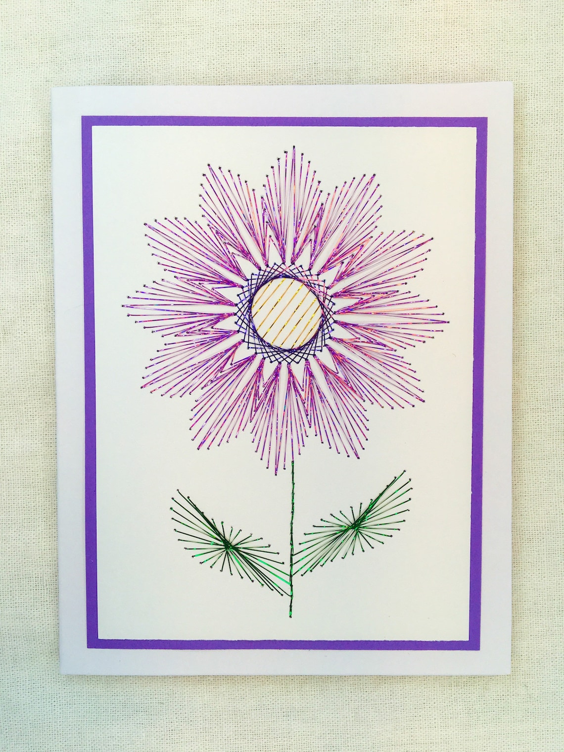 Pink Flower Handmade Embroidery Greeting Card, Hand Stitch Card ...