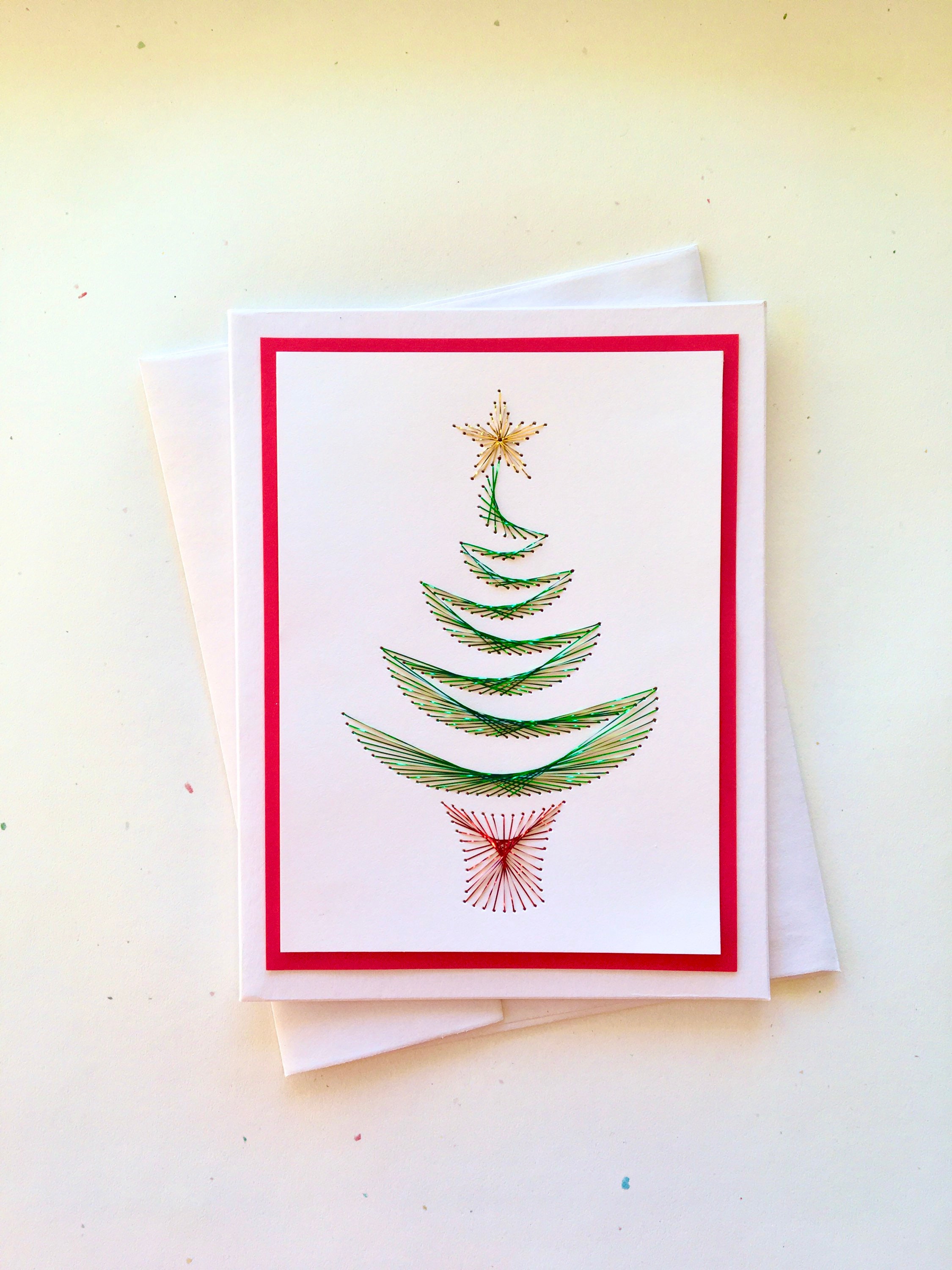 Classic Tree Handmade Embroidery Greeting Card, Hand Stitch Card ...
