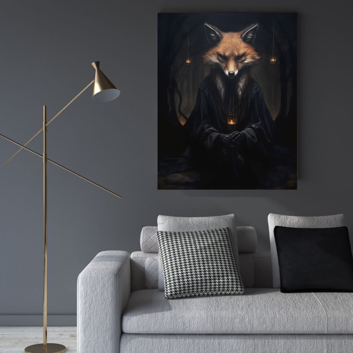 Gothic Fox Magician in Cloak, Goth Home Decor, Art Poster Print, Dark ...