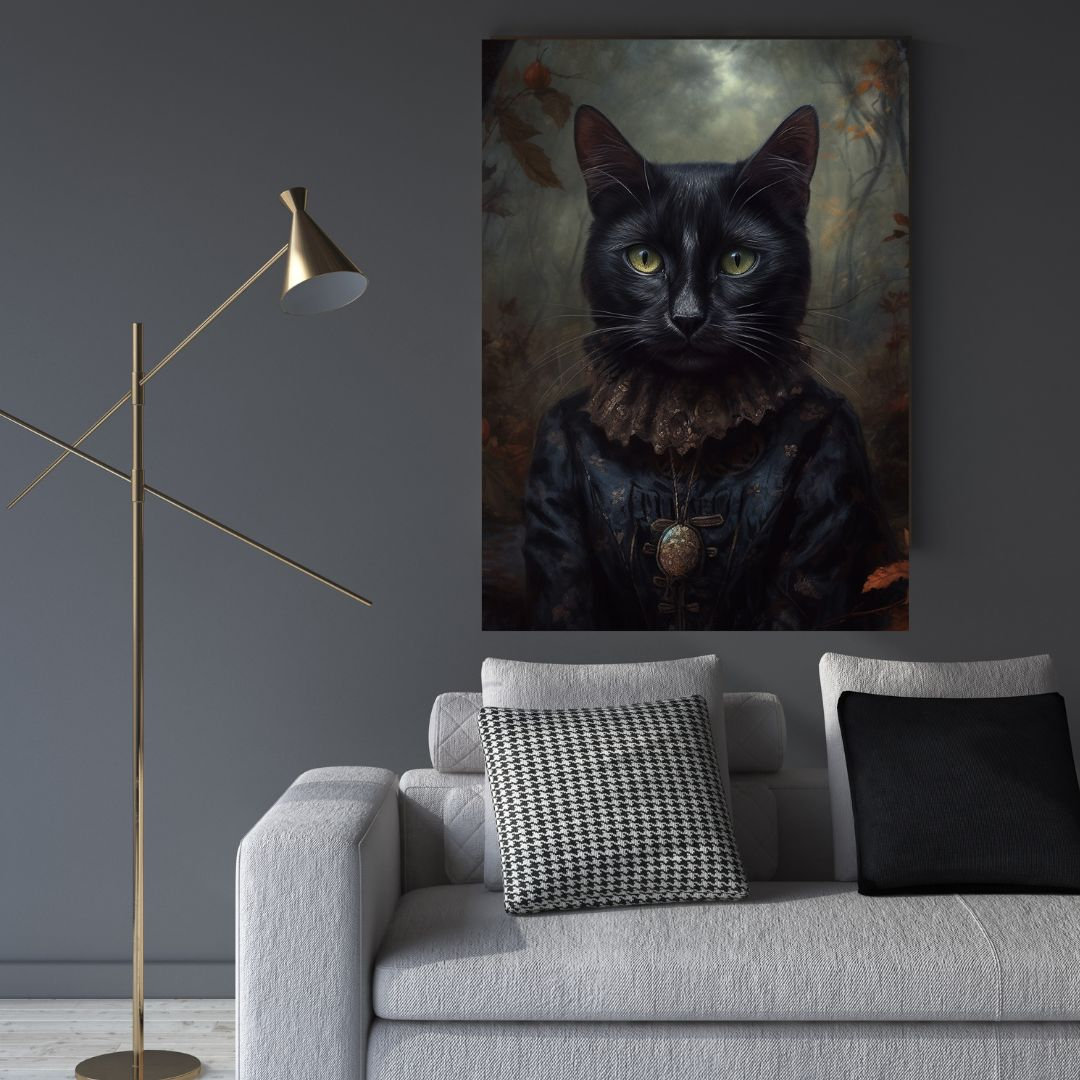 Gothic Black Cat in Witch Clothing, Dark Academia Decor, Goth Home ...