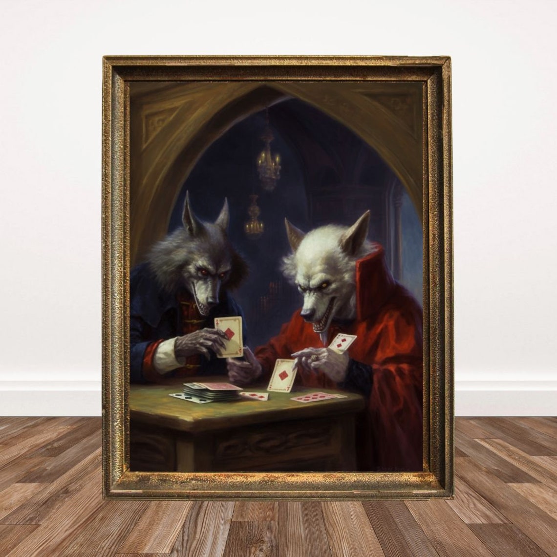 Werewolves Playing Cards, Dark Academia Decor, Goth Home Decor, Art ...