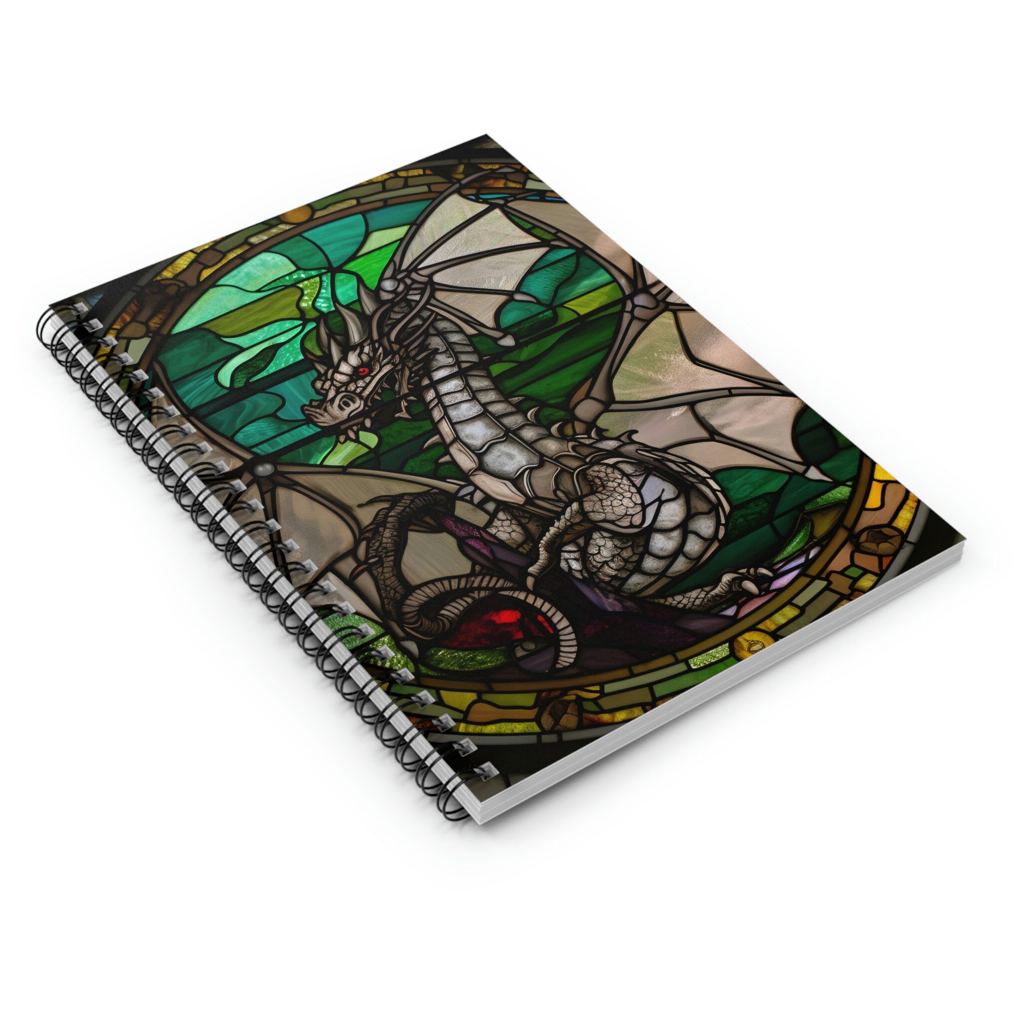 Stained Glass Silver Dragon Spiral Notebook: Ruled Line Journal - Etsy