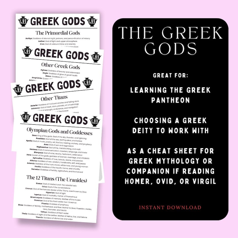 Greek Gods Guide: Olympians, Titans, Primordials (PDF Printable) - Etsy