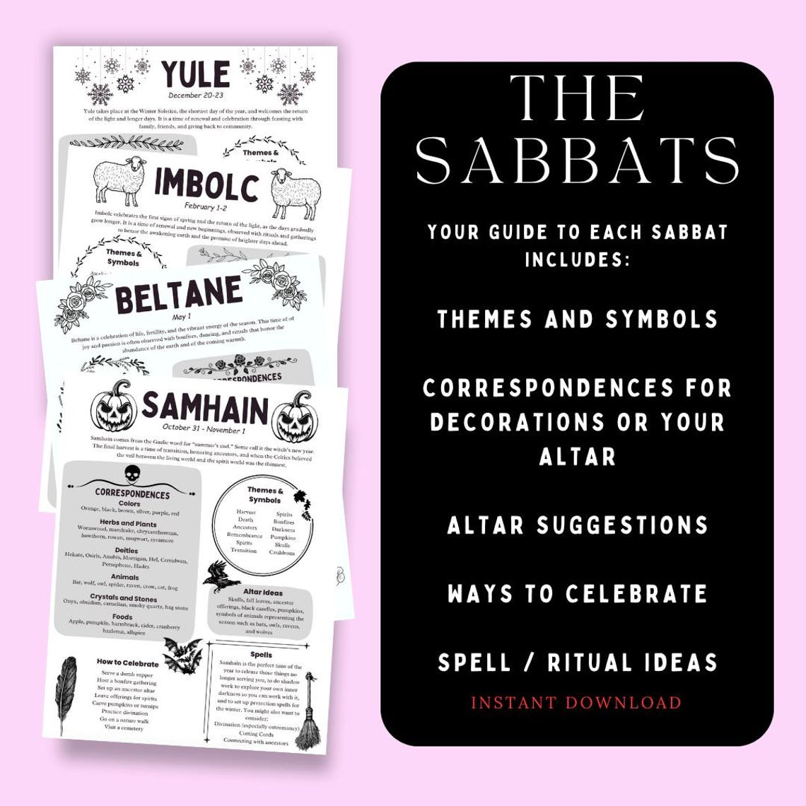 Wheel of the Year Printable: Sabbats Grimoire Pages (PDF) - Etsy