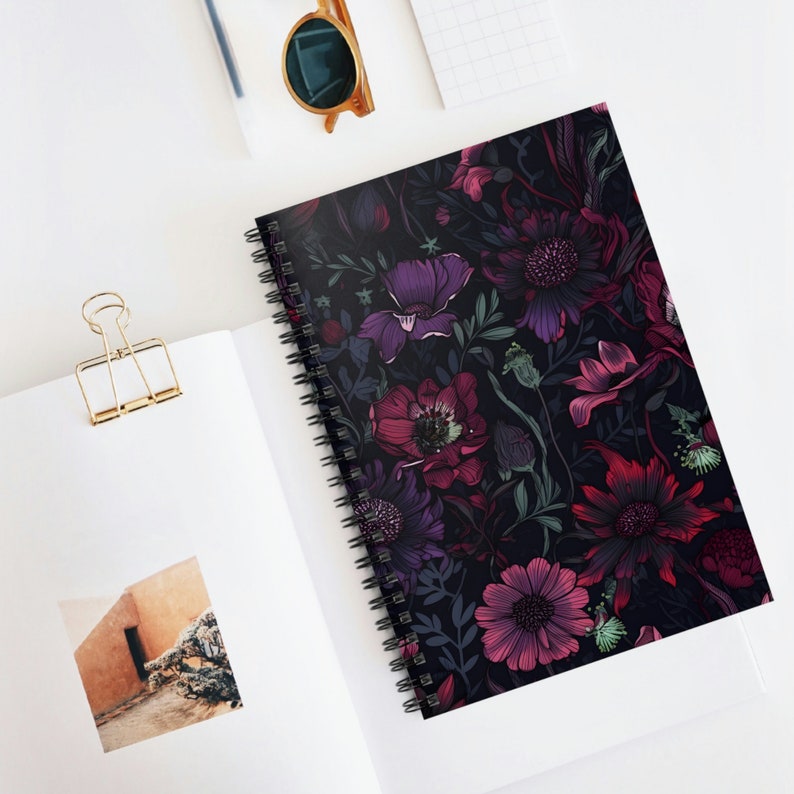 Art Nouveau Flowers Illustrated Spiral Notebook Ruled Line Paper Soft ...