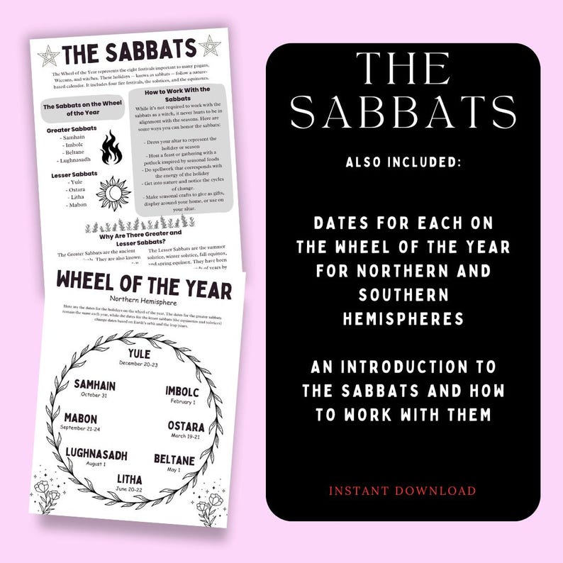 Wheel of the Year Printable: Sabbats Grimoire Pages (PDF) - Etsy