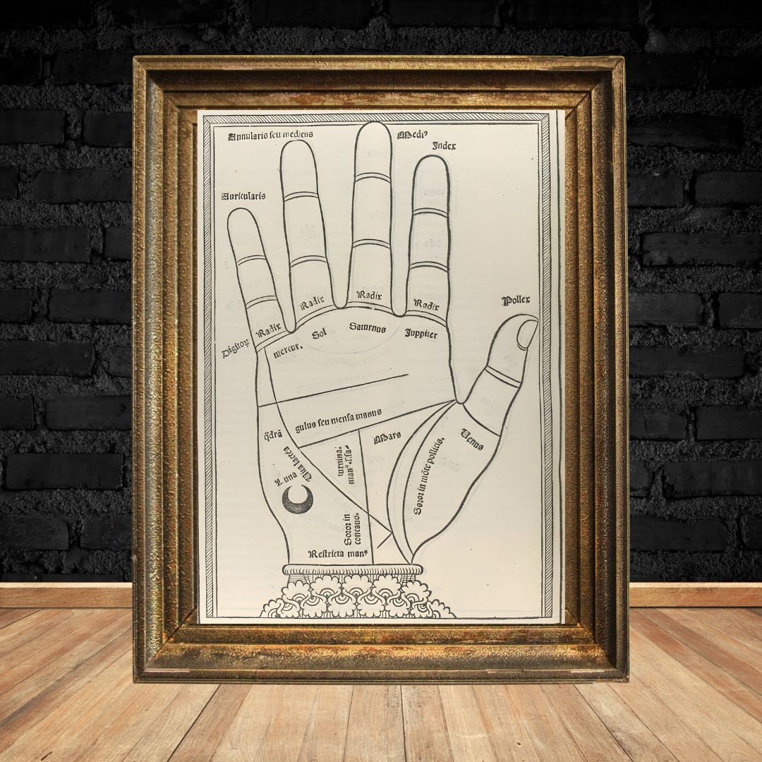Palmistry Art Print, Palm Reading Print, Fortune Teller Print, Goth ...