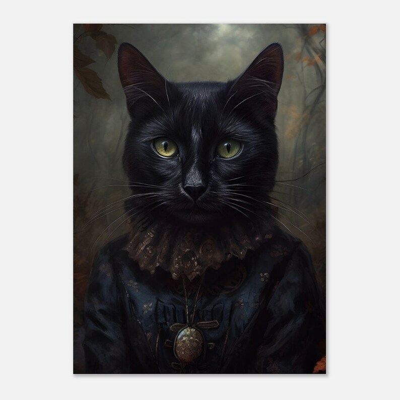 Gothic Black Cat in Witch Clothing, Dark Academia Decor, Goth Home ...
