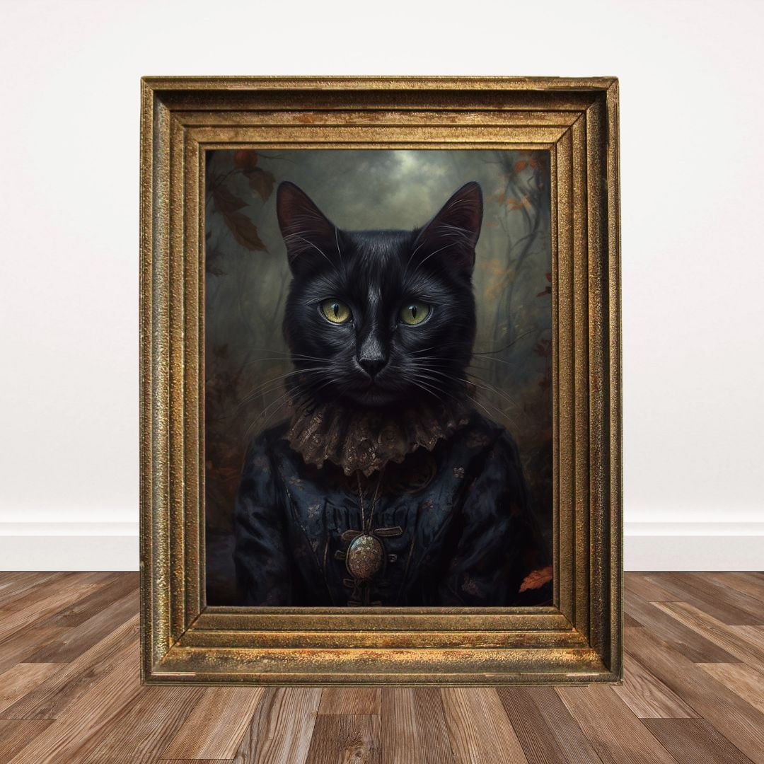 Gothic Black Cat in Witch Clothing, Dark Academia Decor, Goth Home ...