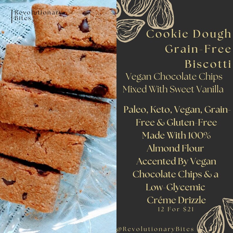 Vegan Cookie Dough Biscotti (100% Almond Flour, Gluten Free, Dairy-free ...